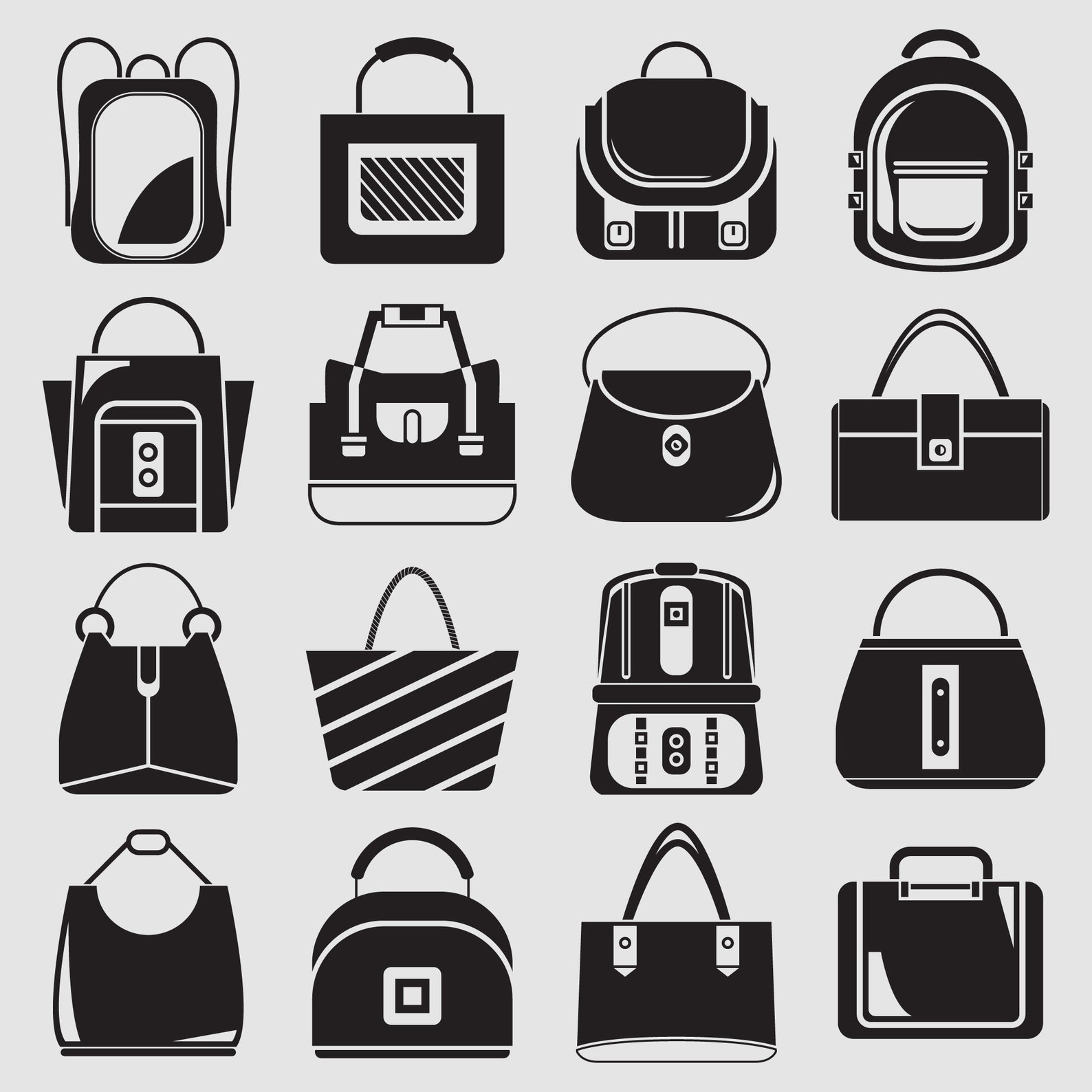 Bag Svg, Bag Icons, Fashion Bag, Handbag, Purse, Backpack, Valise ...