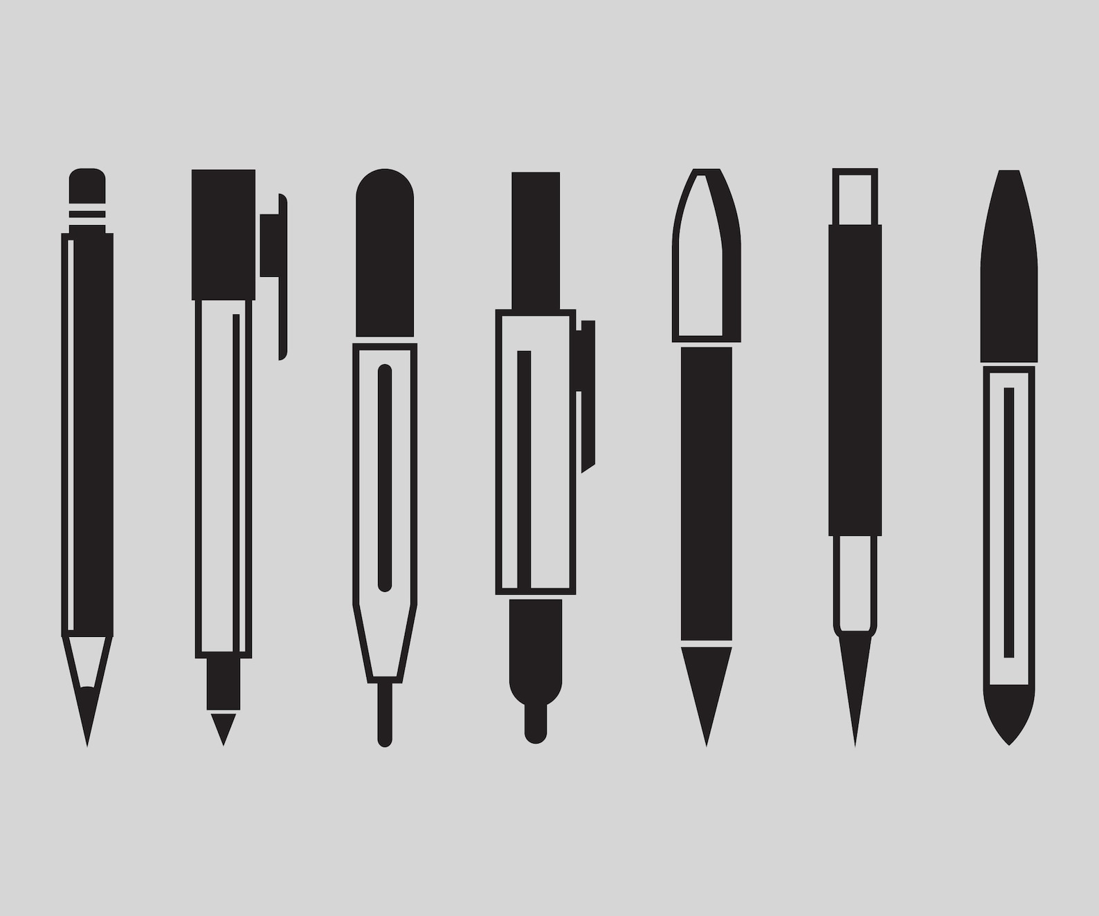 Pen, Pencil, Writing Tool Clip Arts Set Vector Digital File Svg, Eps ...
