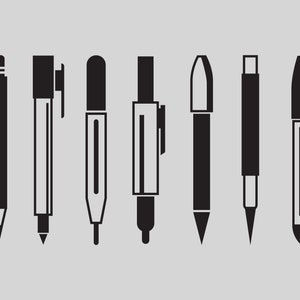 Pen, Pencil, Writing Tool Clip Arts Set Vector Digital File Svg, Eps ...