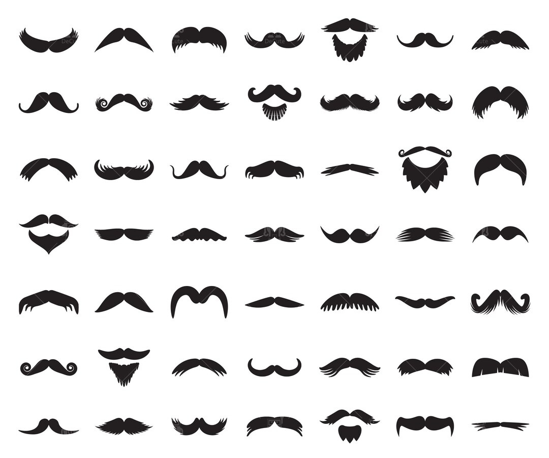 Moustache and Beard Icons Set Silhouette Clip Arts Download File Svg, Png, Ai, Eps, Pdf - Etsy