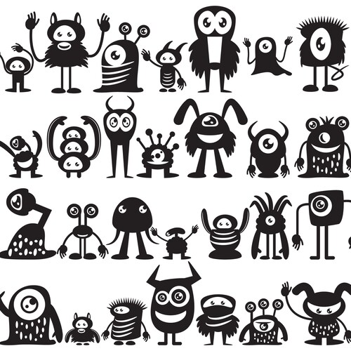 Monster Face Clipart Black And White Free