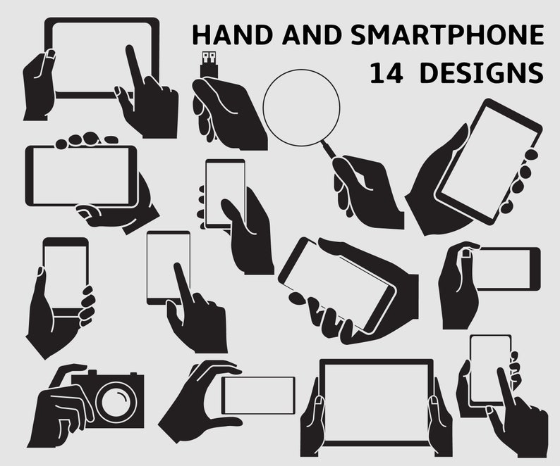 Hand Holding Smartphone, Mobile Phone, Tablet, Camera, Touching on ...