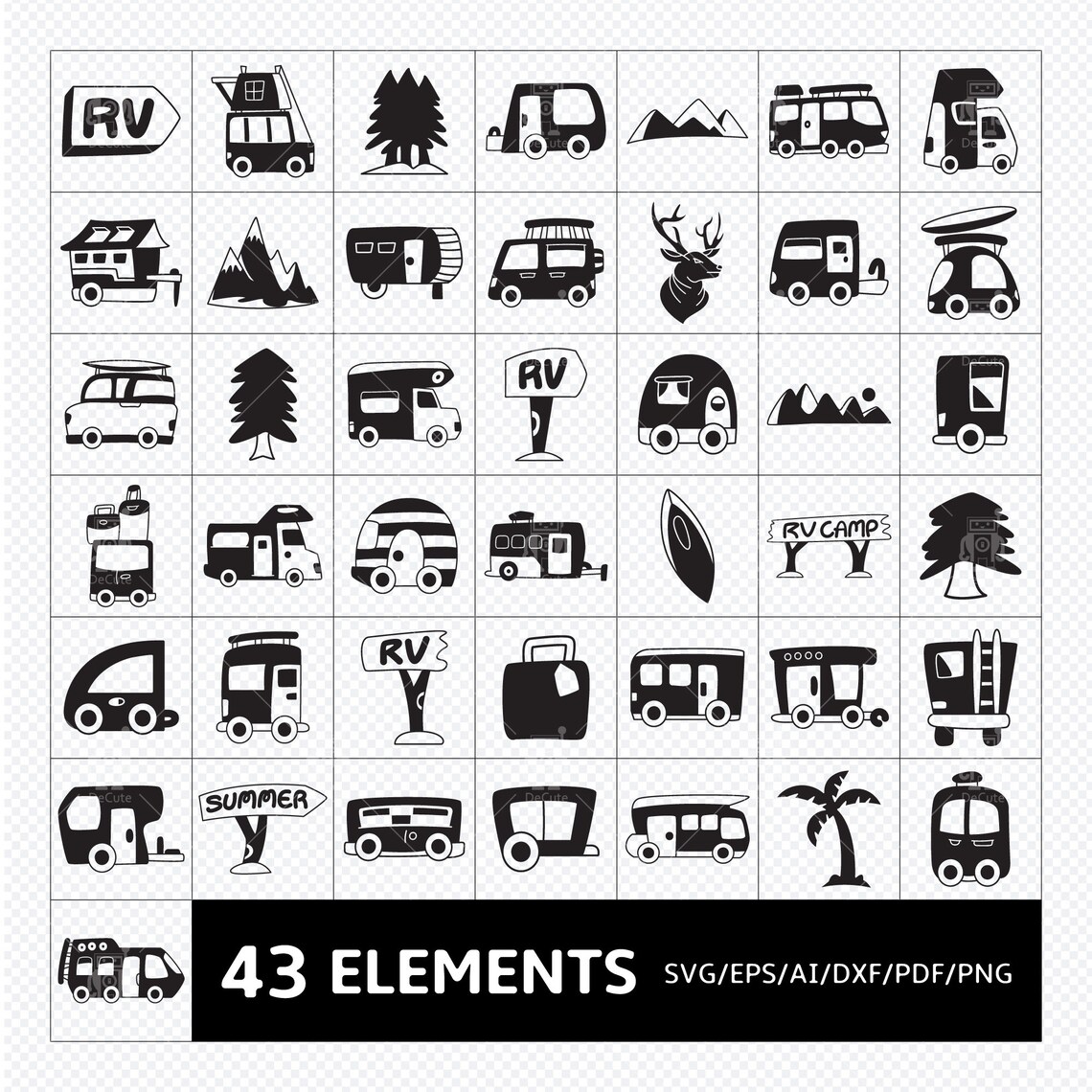 RV, Camper Car, RV Svg, Recreational Vehicle, Motorhome, Camper Van ...