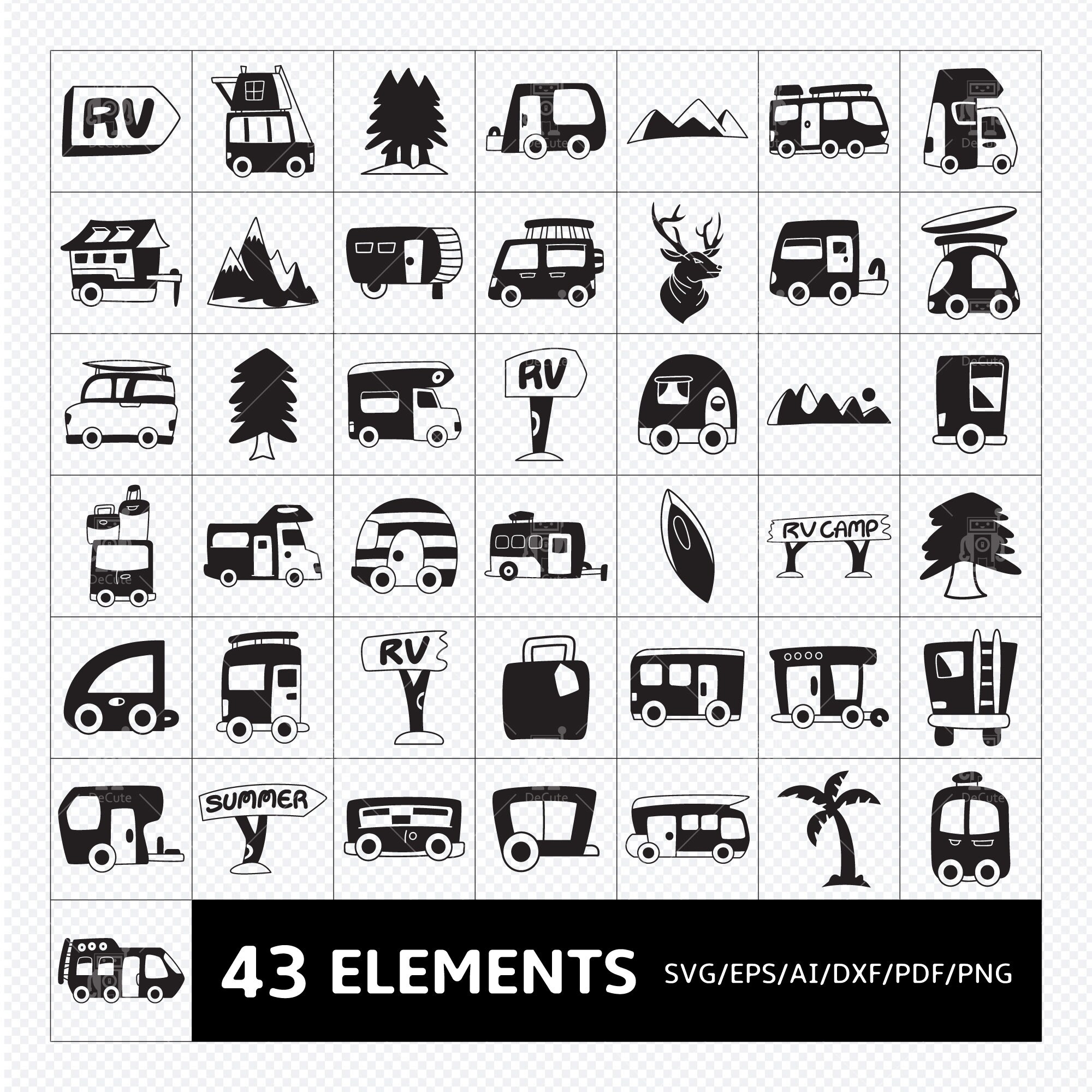 RV, Camper Car, RV Svg, Recreational Vehicle, Motorhome, Camper Van ...