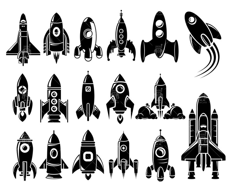 Rocket, Rocketship Svg, Spaceship, Spacecraft and Space Shuttle Icons ...