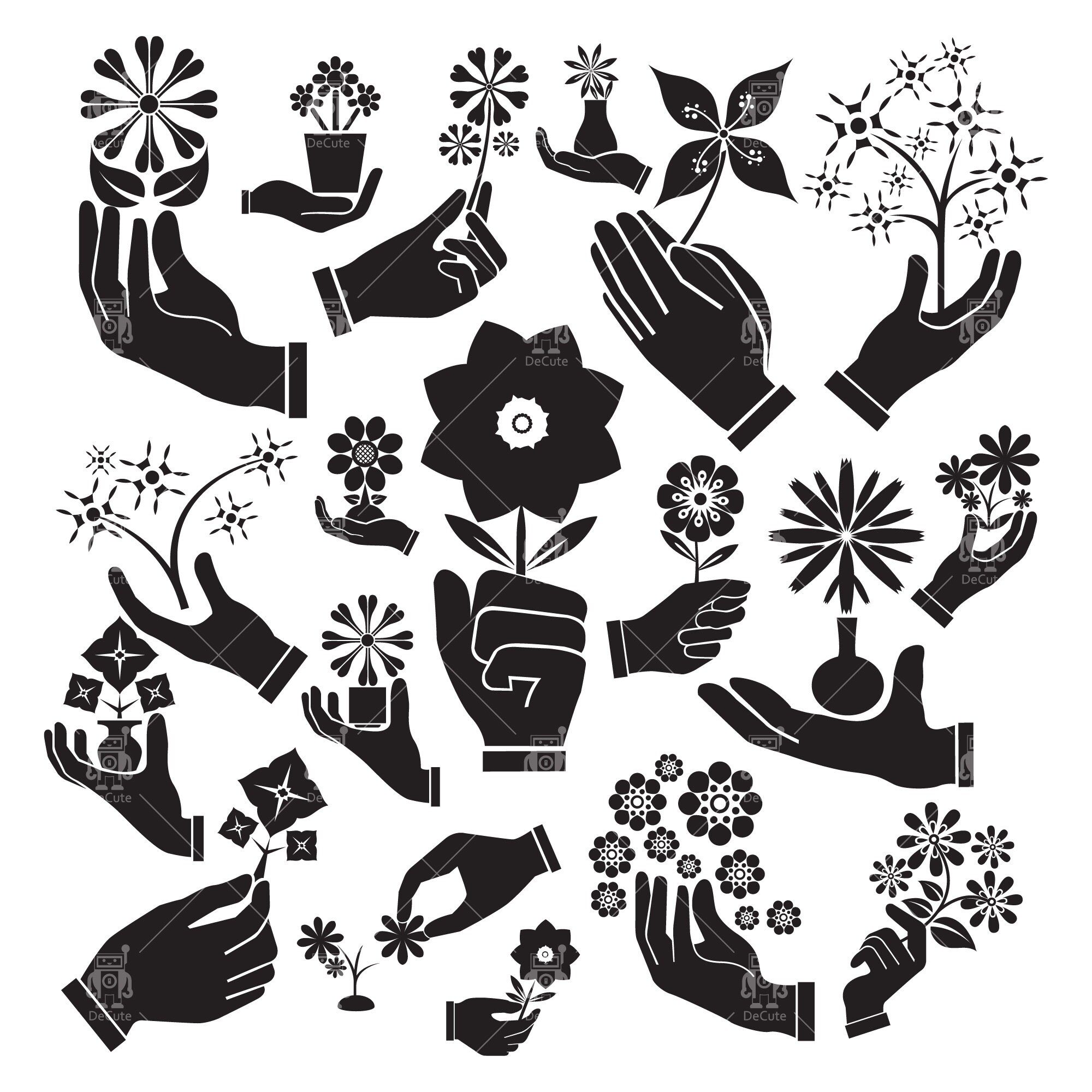 Flowers Flower SVG Hand Holding Bouquet of Daisy Flowers | Etsy