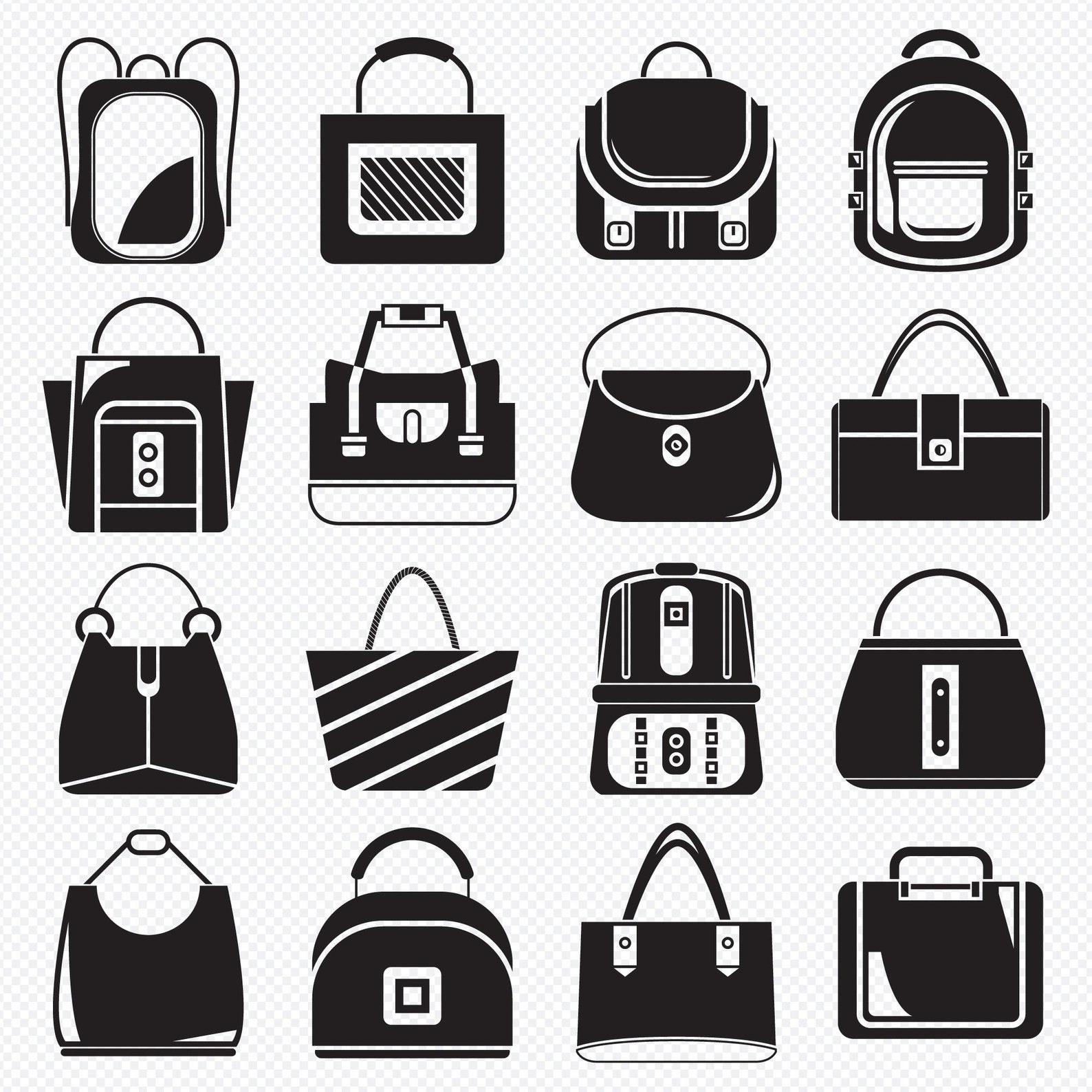 Bag Svg, Bag Icons, Fashion Bag, Handbag, Purse, Backpack, Valise ...