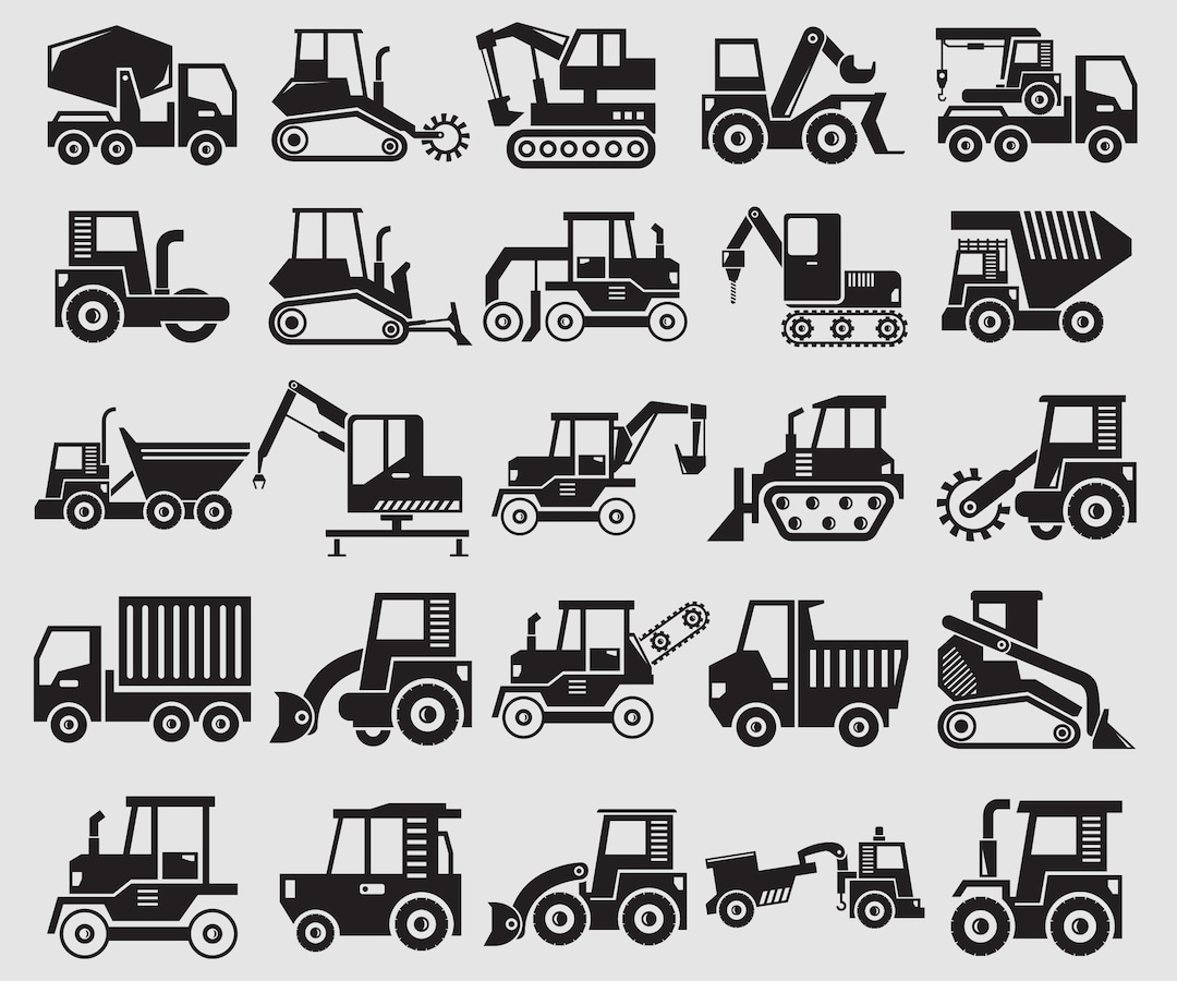 Construction Machine Svg, Construction Equipment Icons, Bulldozer ...