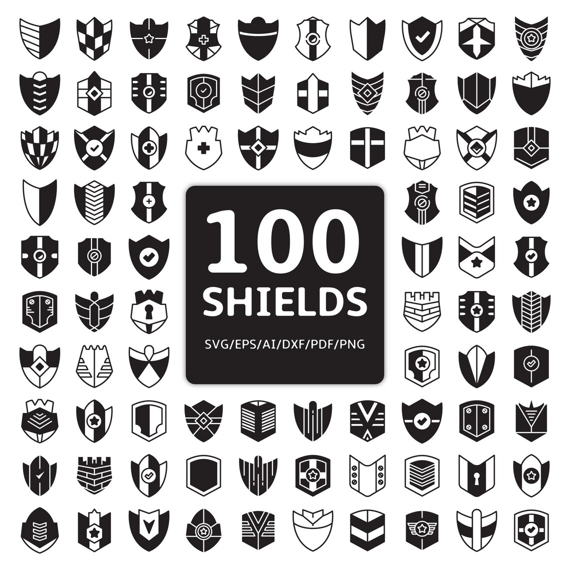 Shield, Shield Icon, Shield Badge Clip Arts Set Vector Digital File Svg ...