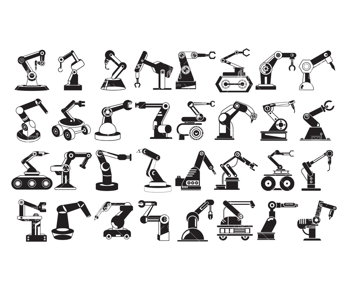 Robot SVG Bundle, Industrial Robot, Robotic Arm Svg, Rescue Robot Svg ...