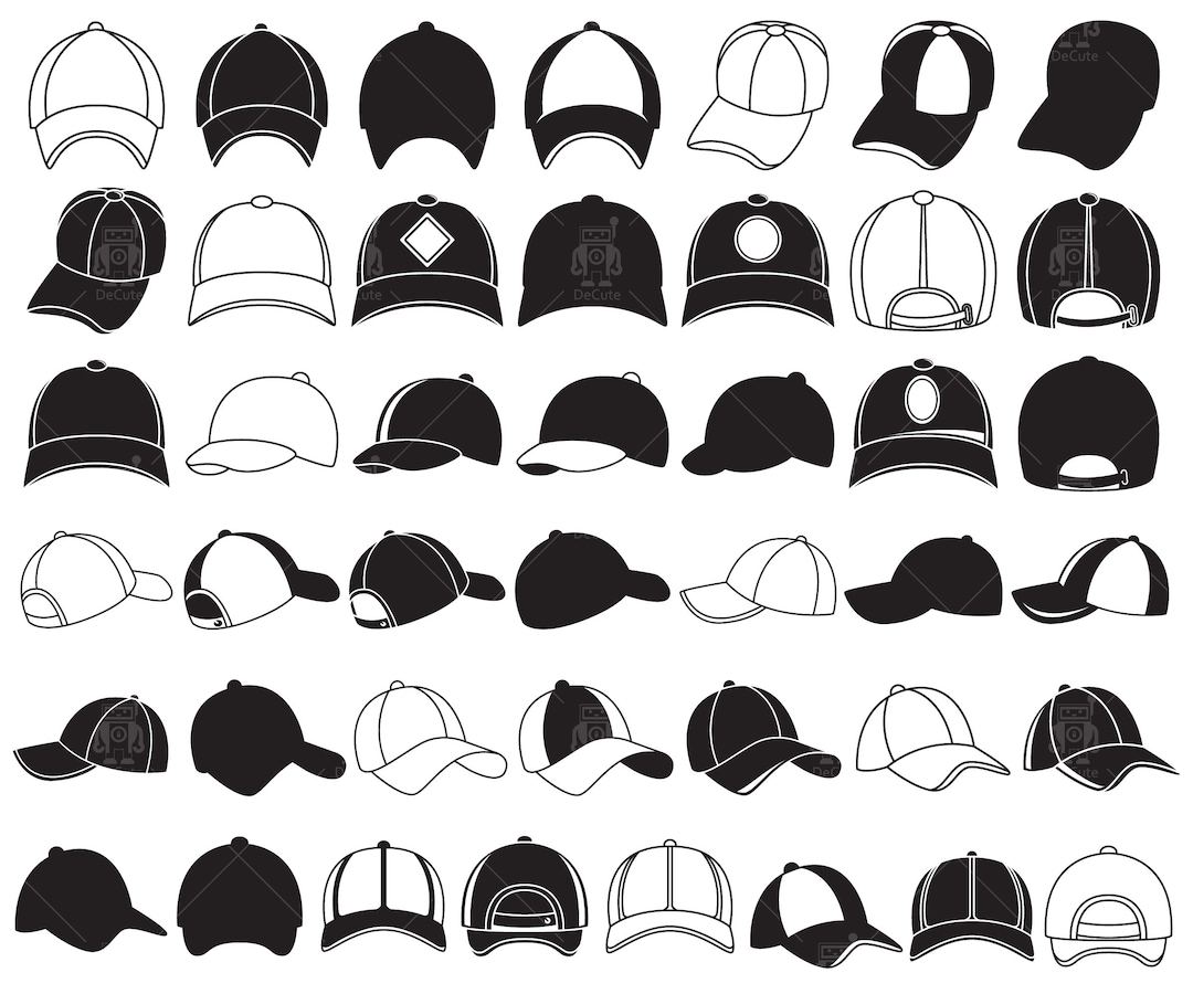 Baseball Caps, Baseball Cap Svg, Cap Icons, Cap Silhouette Front, Back ...
