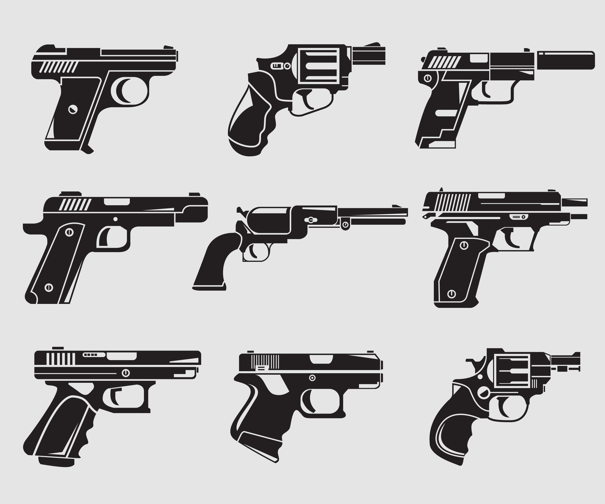 Gun/ Handgun/ Pistol/ Pistol Svg/ Revolver Vector/ Revolver Icons ...