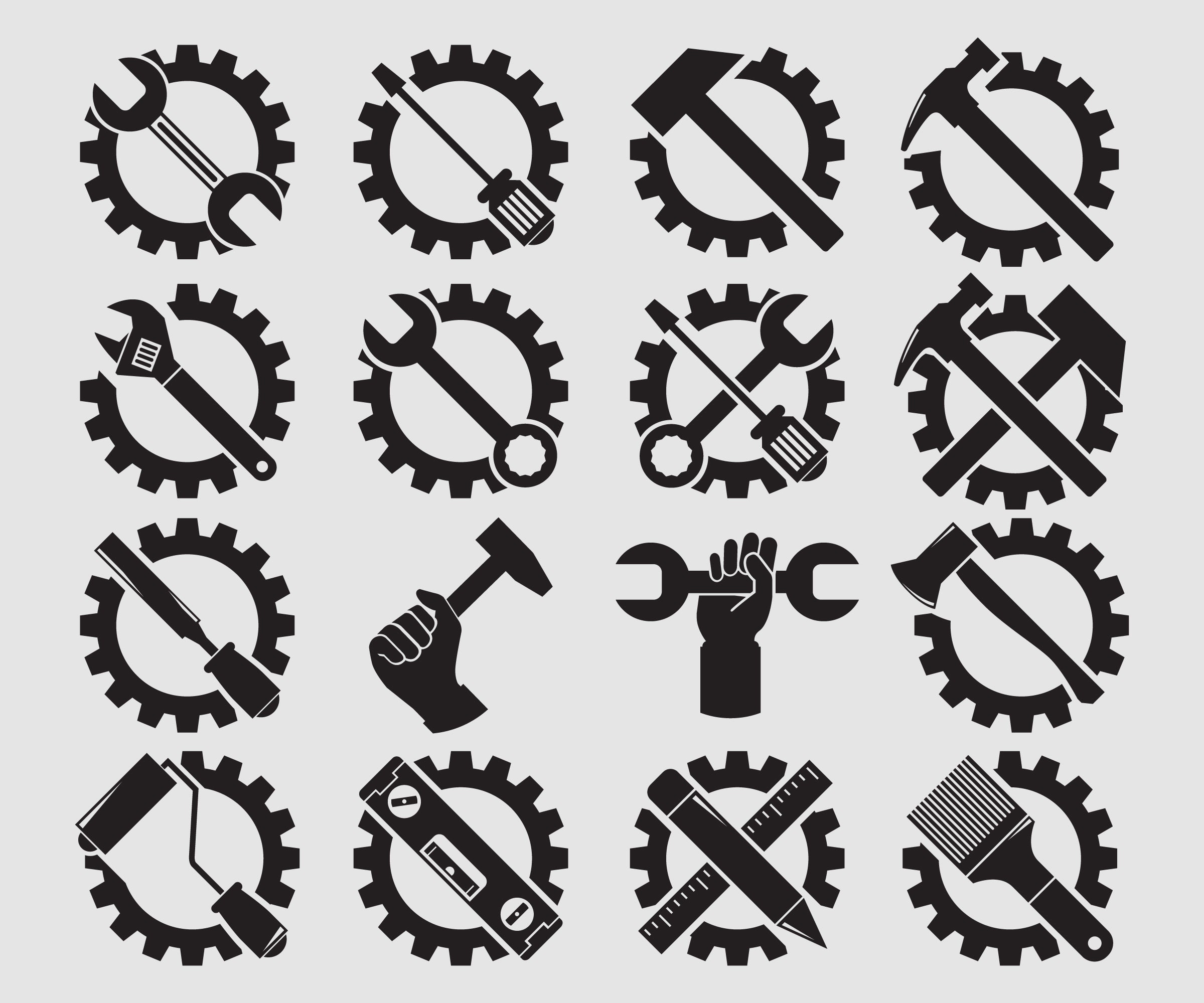Gear and Tool, Wrench, Hammer, Screwdriver Svg Bundle Clip Arts Set ...