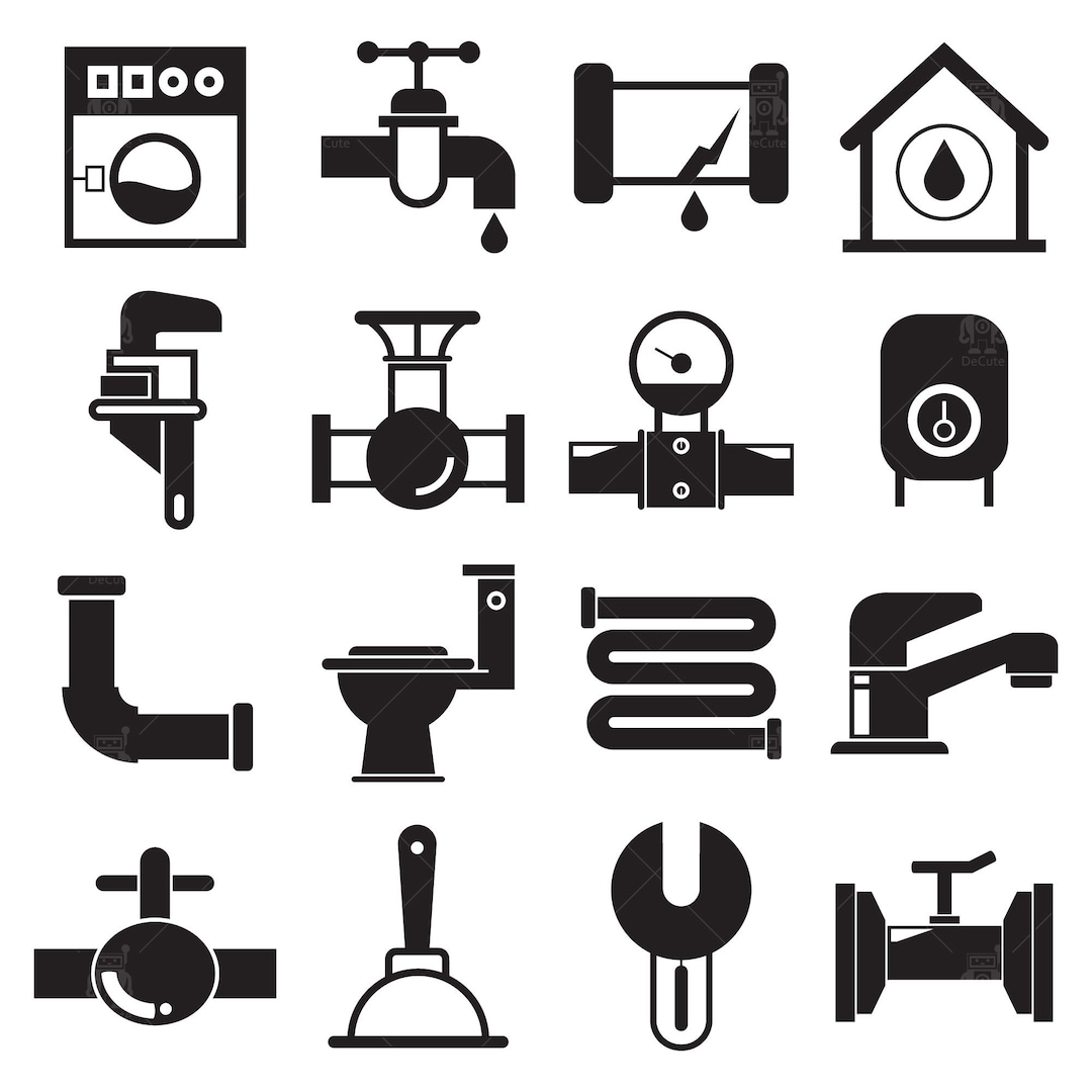 Plumbing Service Svg / Plumbing Icons/ Faucet/ Plumbing Clip Arts Set ...