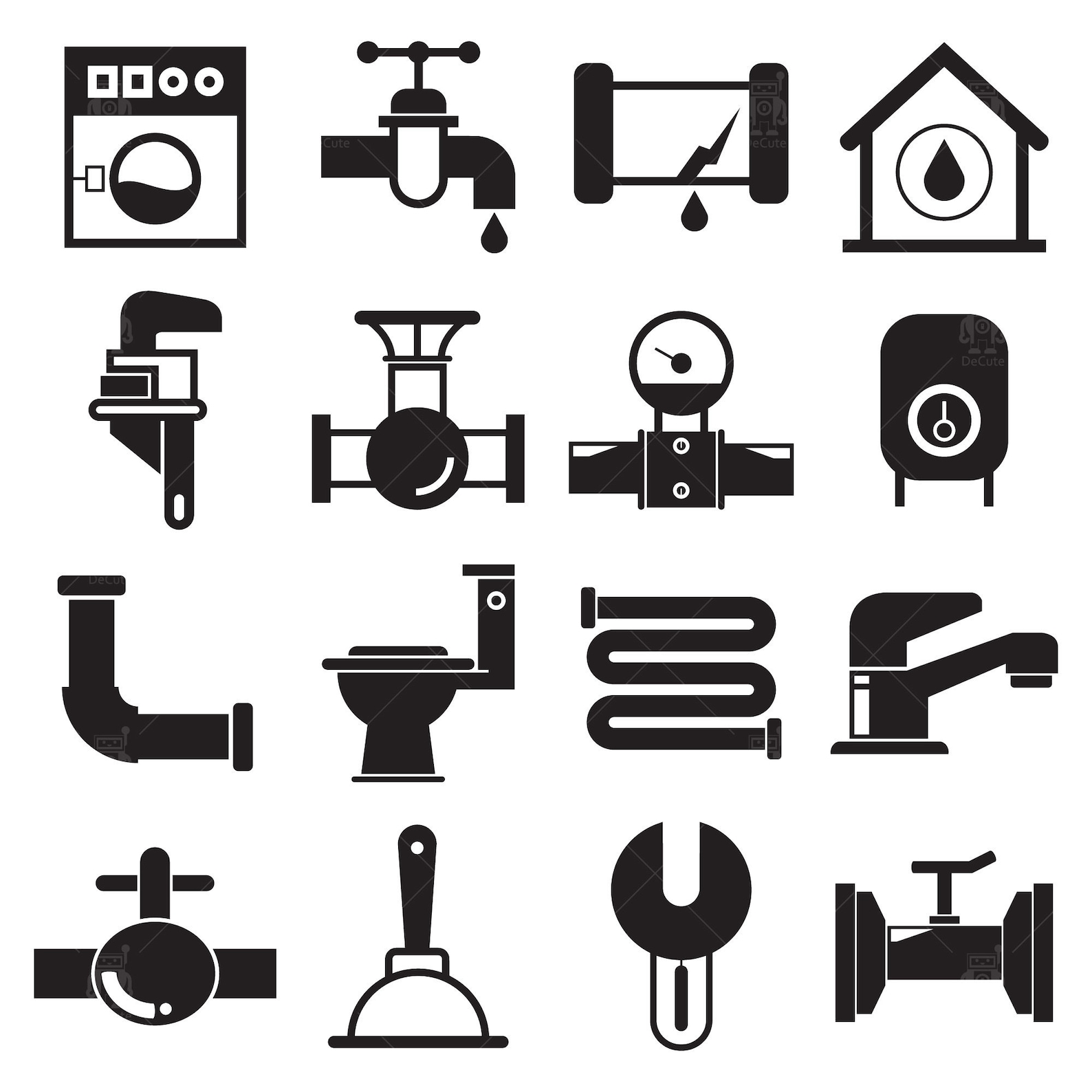 Plumbing Service Svg / Plumbing Icons/ Faucet/ Plumbing Clip Arts Set ...