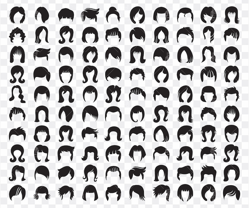 Hairstyle Design Svg, Wig Svg, Haircut Design, Silhouette Men Hair and ...