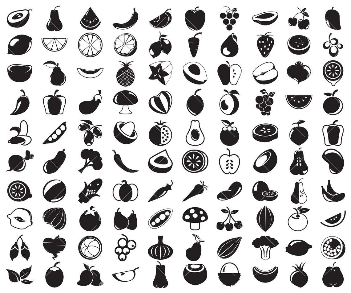 Fruit and Vegetable Bundle Clip Arts Set Vector Digital File Svg, Eps ...