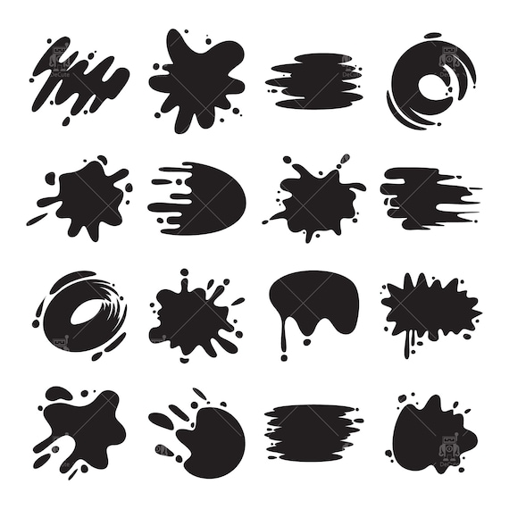 Manchas de pintura negra svg gotas de salpicaduras de - Etsy España