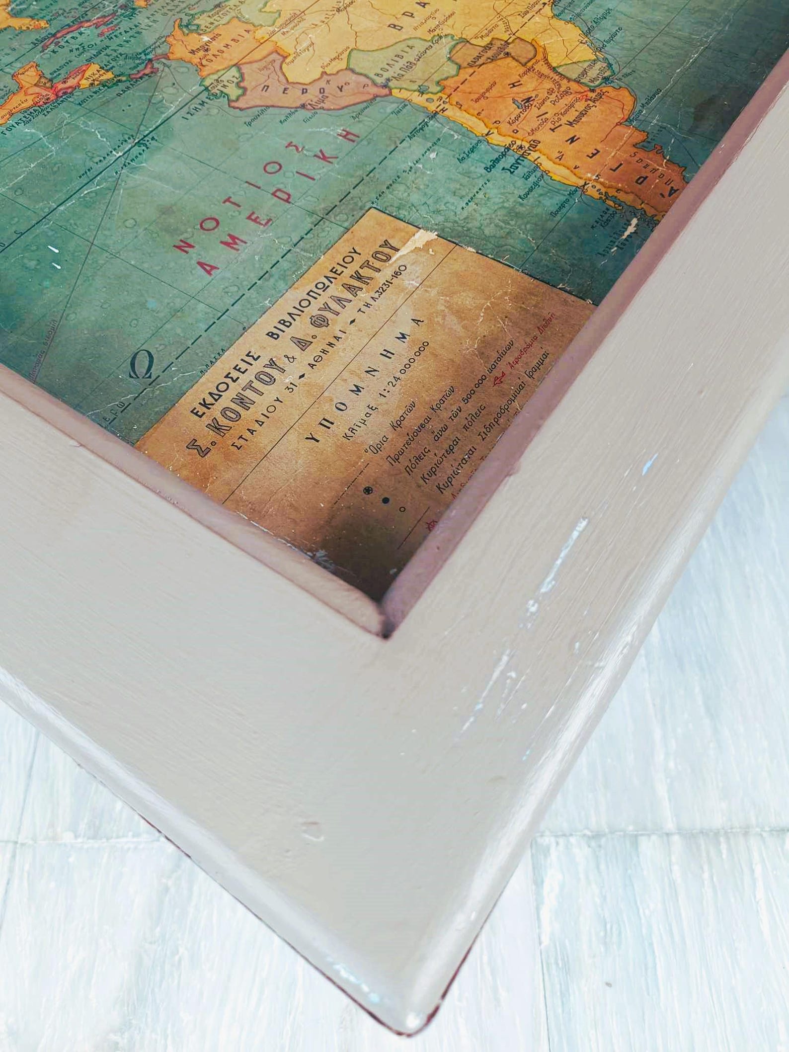 World Map Coffee Table -reusable Old School Map and Indoor Beams - Etsy