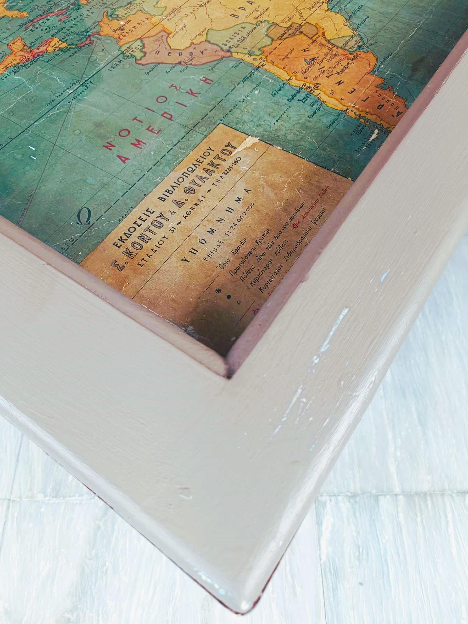 World Map Coffee Table -reusable Old School Map and Indoor Beams - Etsy