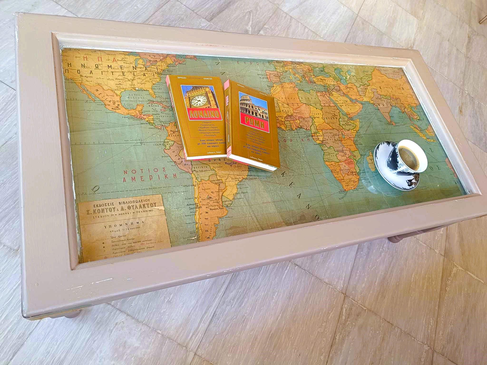 World Map Coffee Table -reusable Old School Map and Indoor Beams - Etsy