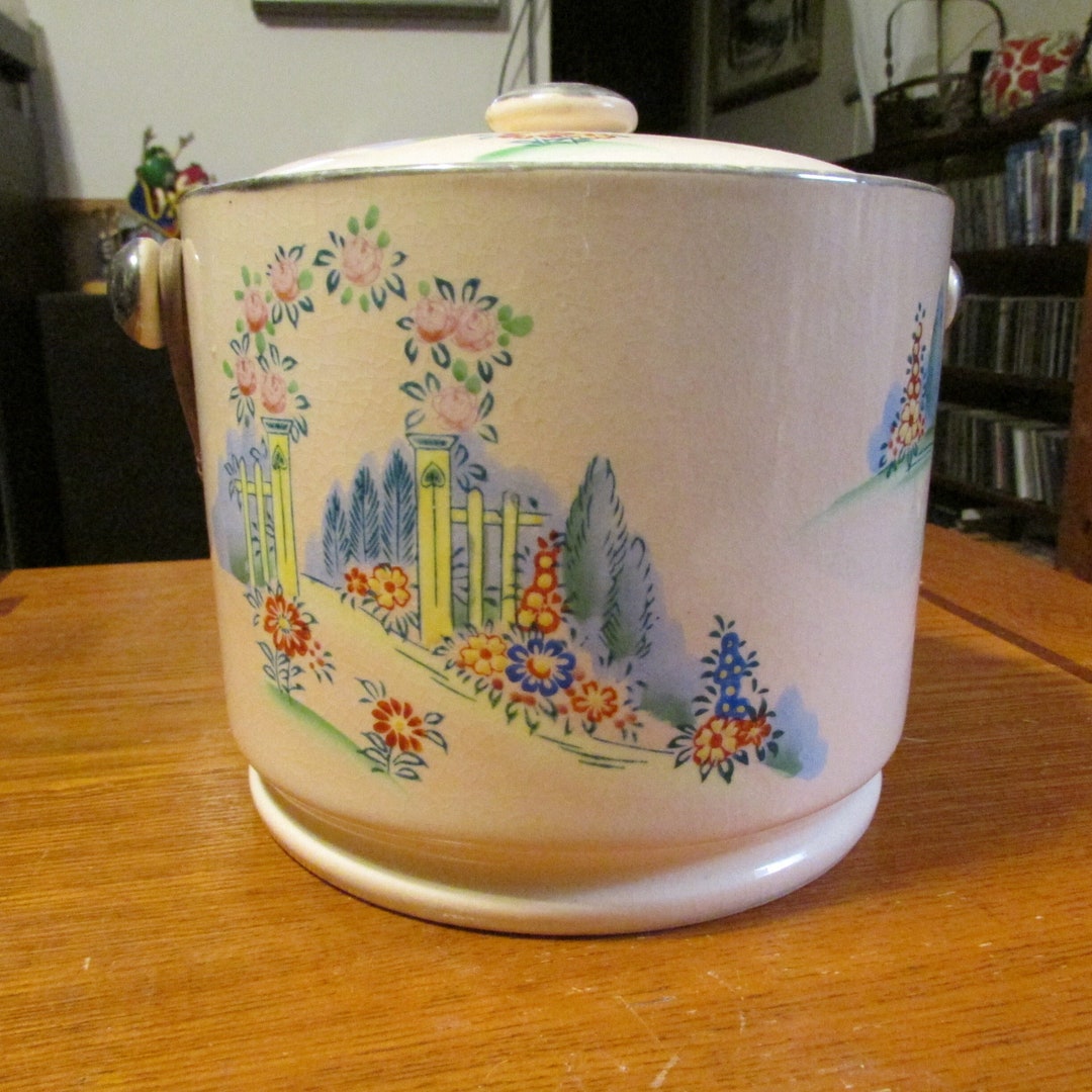 Mikori Ware Hand Painted Cookie Jar/ice Bucket Floral Garden Design ...
