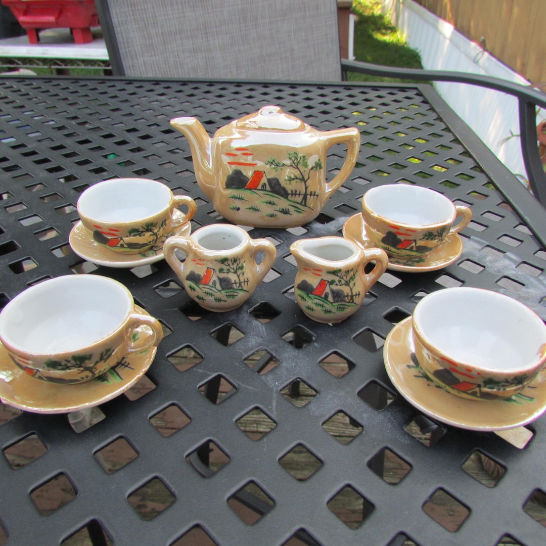 Vintage Miniature Tea Set - Made in Japan. House Scene Lusterware - Etsy