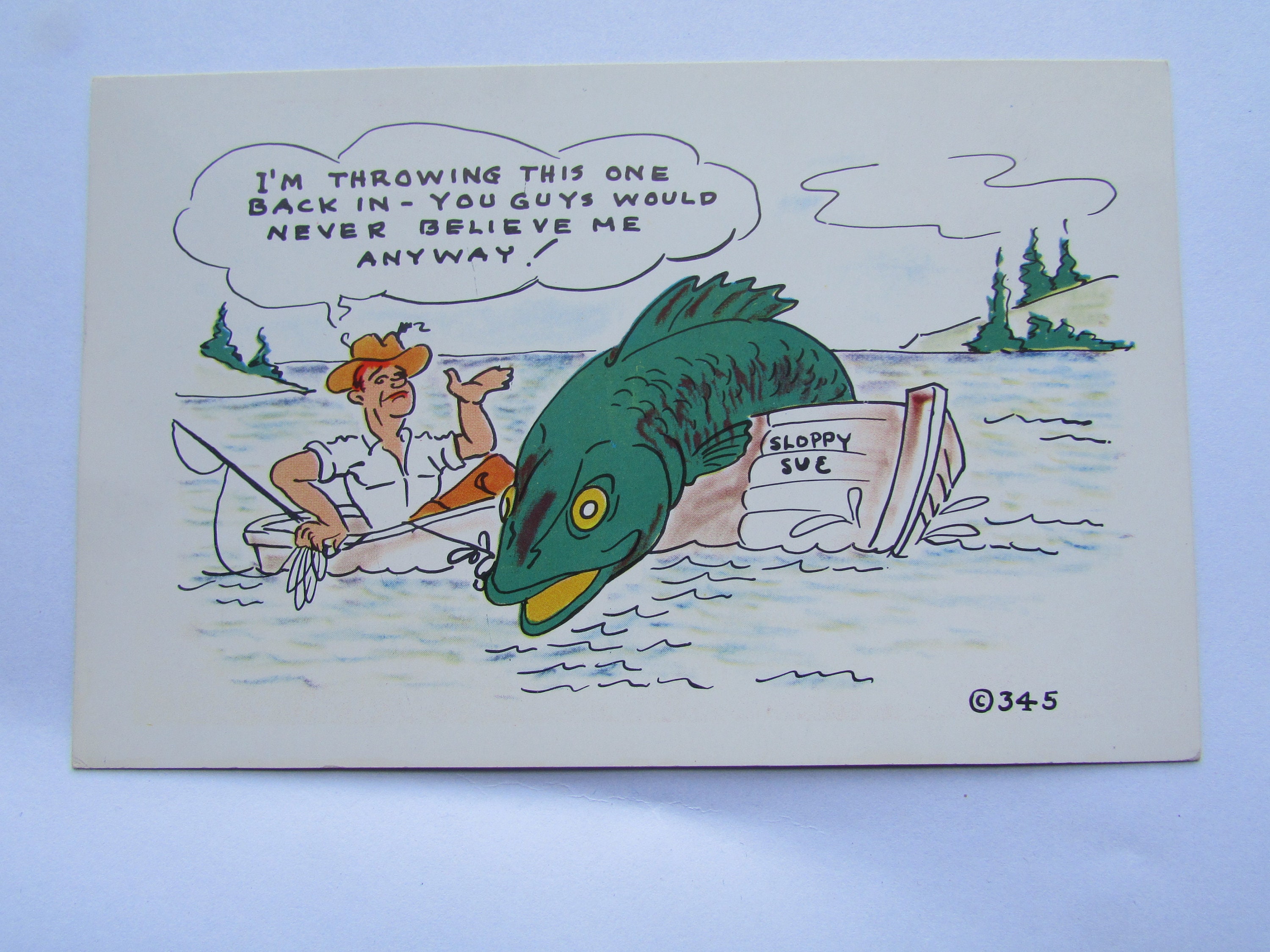 Two Funny Fishing Postcards. Mint - Etsy