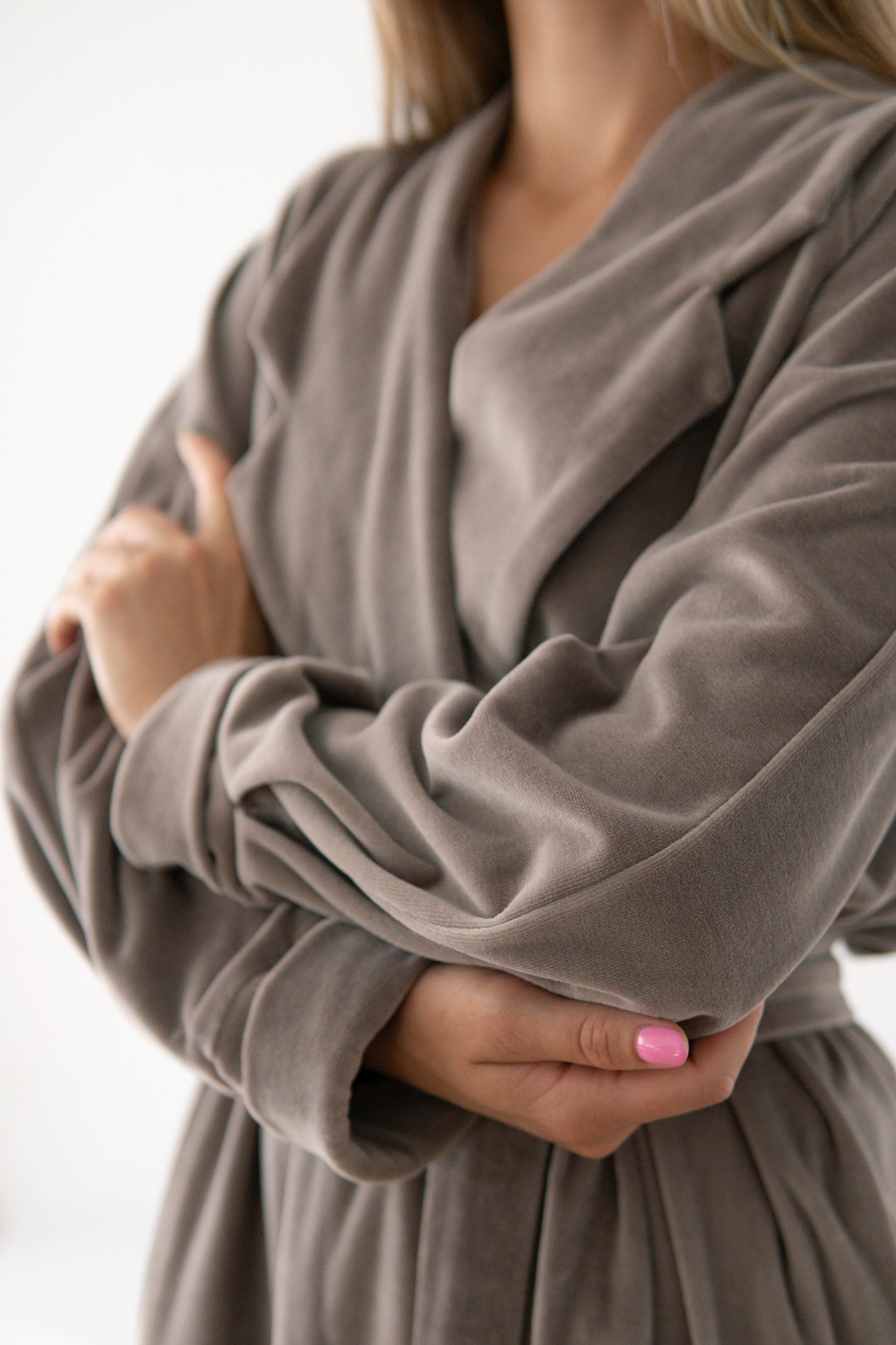 Long Velvet Robe With Pockets / Wrap Womens Robe - Etsy