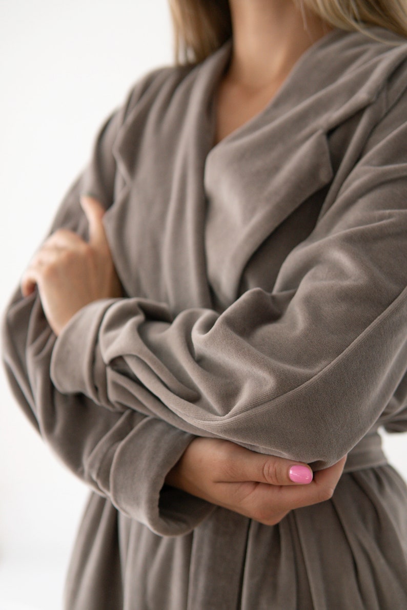 Long Velvet Robe With Pockets / Wrap Womens Robe - Etsy