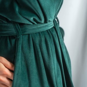 Bohemian Long Robe From Organic Cotton Velvet / Green Robe / Dressing ...