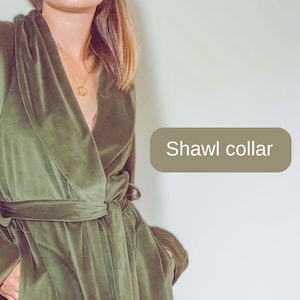 Long Robe From Organic Cotton Velvet / Green Robe / Dressing Gown ...