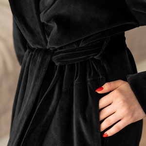 Long Black Robe From Eco Velvet 100% Cotton - Etsy