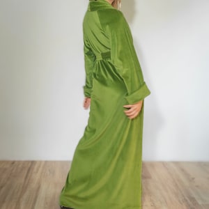Long Green Robe From Eco Velvet 100% Cotton - Etsy