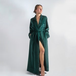 Bohemian Long Robe From Organic Cotton Velvet / Green Robe / Dressing ...