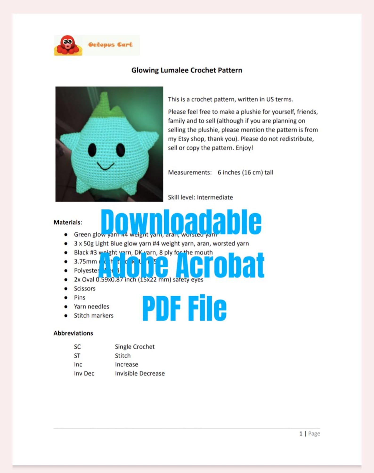 PATTERN ONLY PDF Download: Glowing Lumalee Crochet Pattern, Glow in the ...