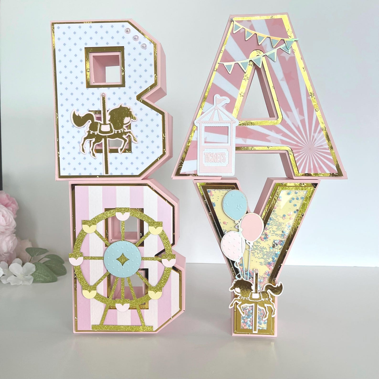 Carousel Baby Shower 3D Letters, Carousel 3D Letters, Circus 3D Letters ...