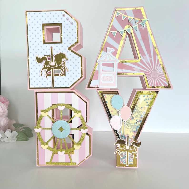 Carousel Baby Shower 3D Letters, Carousel 3D Letters, Circus 3D Letters ...
