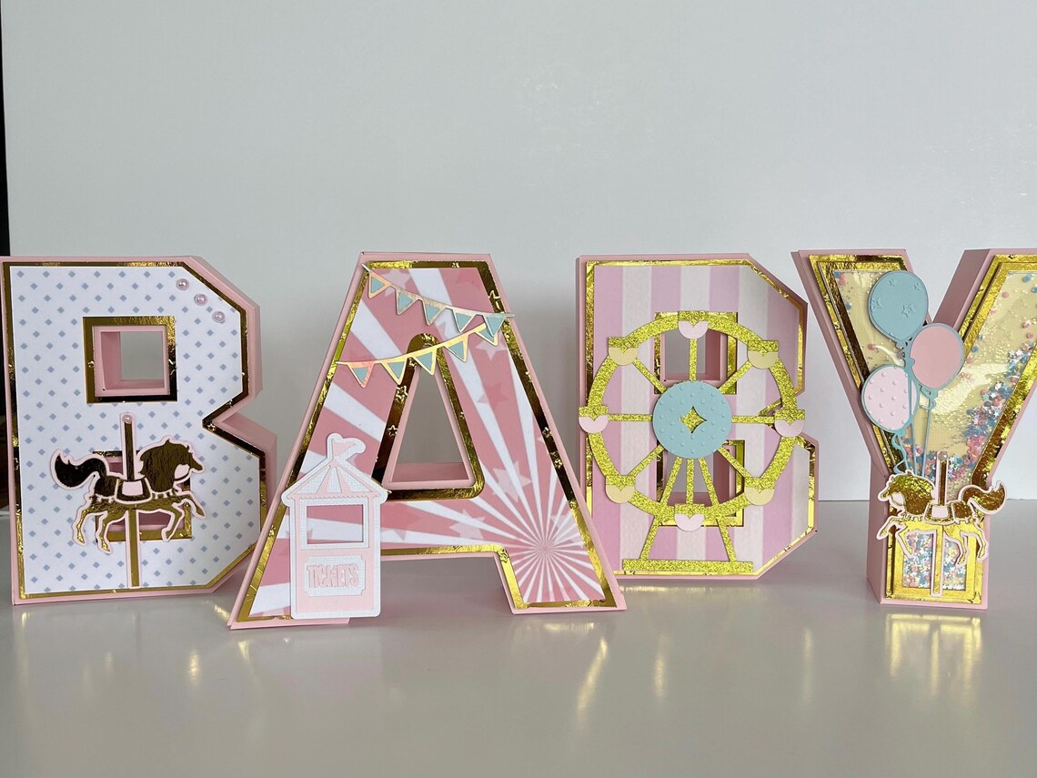 Carousel Baby Shower 3D Letters, Carousel 3D Letters, Circus 3D Letters ...