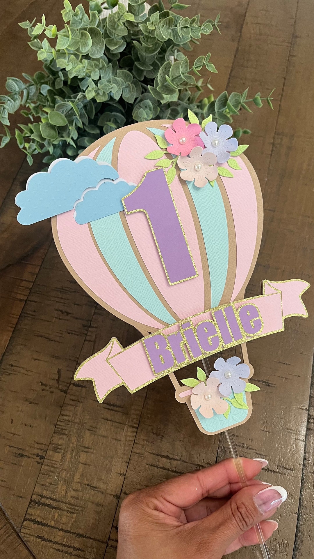 Hot Air Balloon Cake Topper: Embossed Cardstock, First Birthday - Etsy