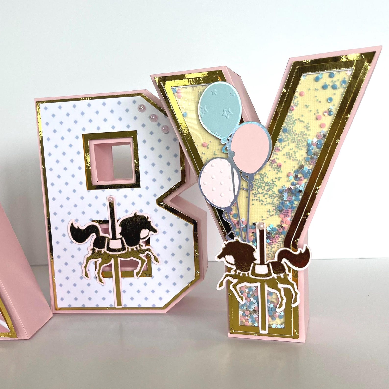Carousel Baby Shower 3D Letters, Carousel 3D Letters, Circus 3D Letters ...