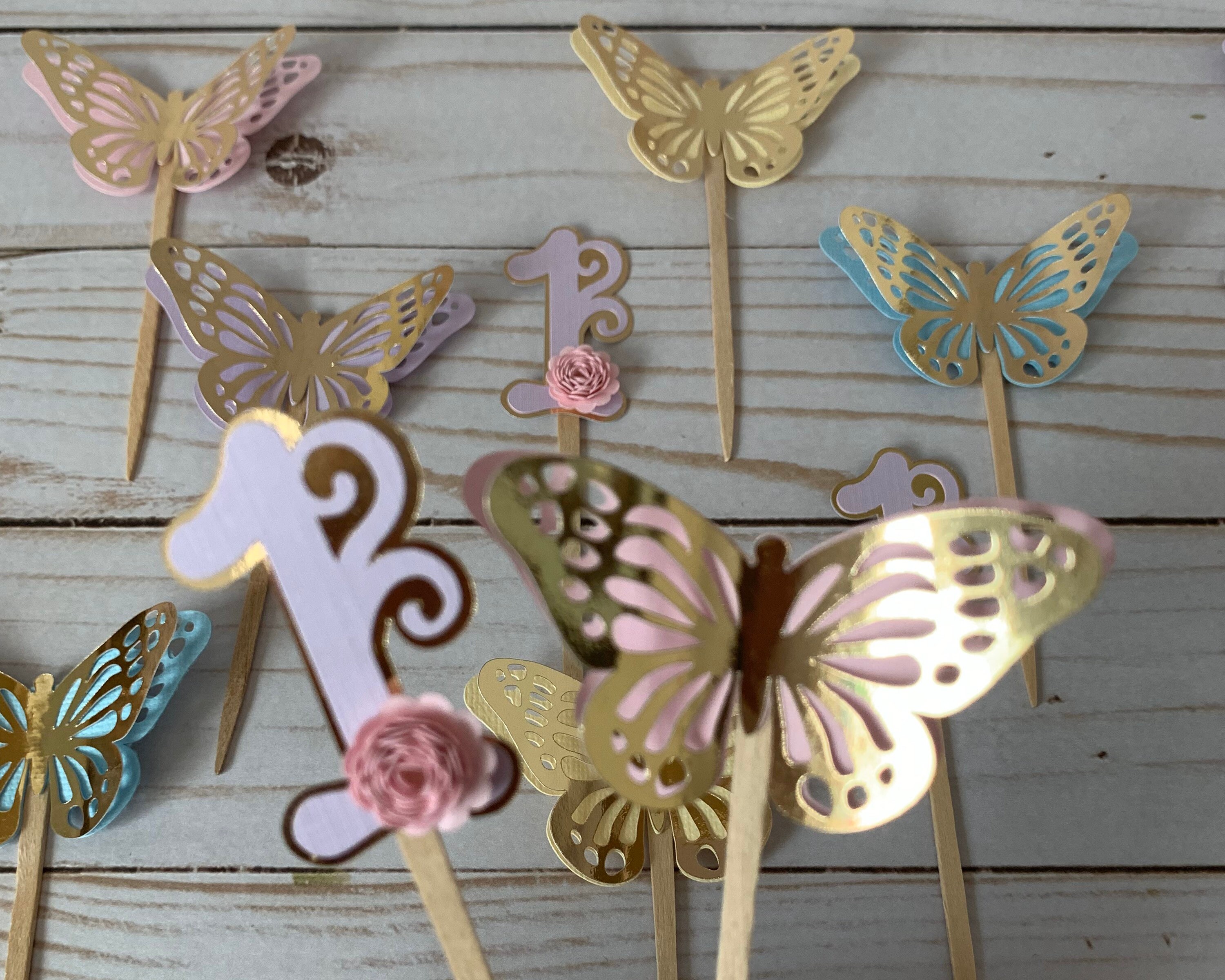 Butterfly Cupcake Toppers Butterfly First Birthday Garden - Etsy