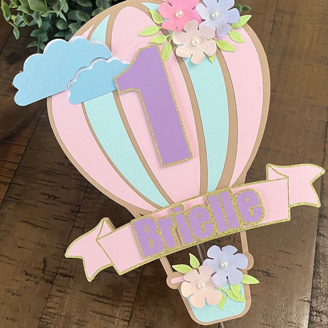 Hot Air Balloon Cake Topper: Embossed Cardstock, First Birthday - Etsy