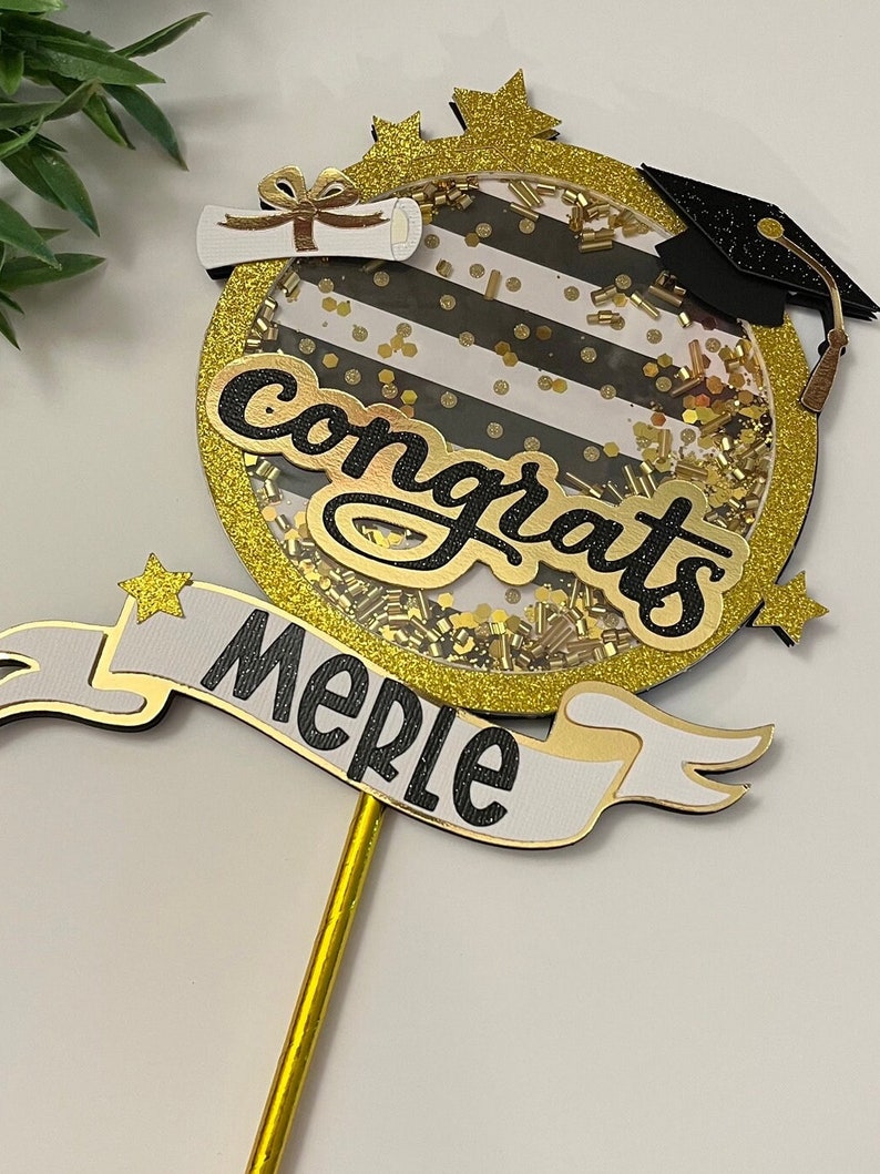 Graduation Cake Topper Shaker: Glitter Card Stock, Congrats 2024 - Etsy
