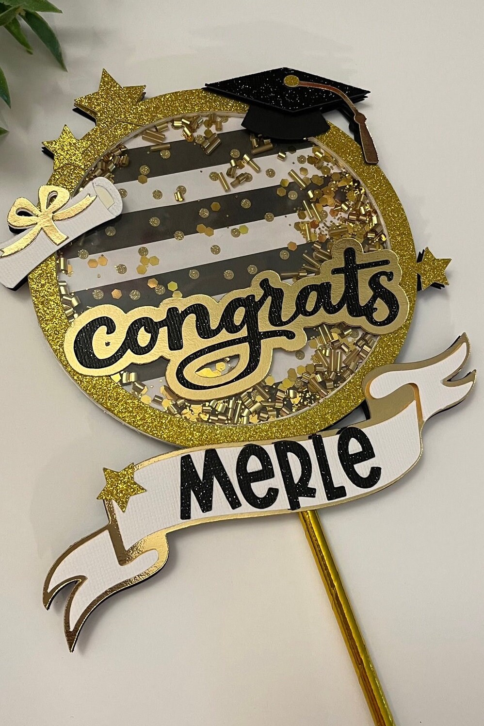 Graduation Cake Topper Shaker: Glitter Card Stock, Congrats 2024 - Etsy