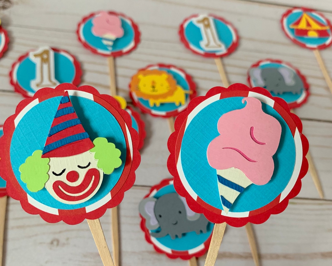 Carnival Cupcake Toppers Circus Cupcake Toppers Carnival - Etsy