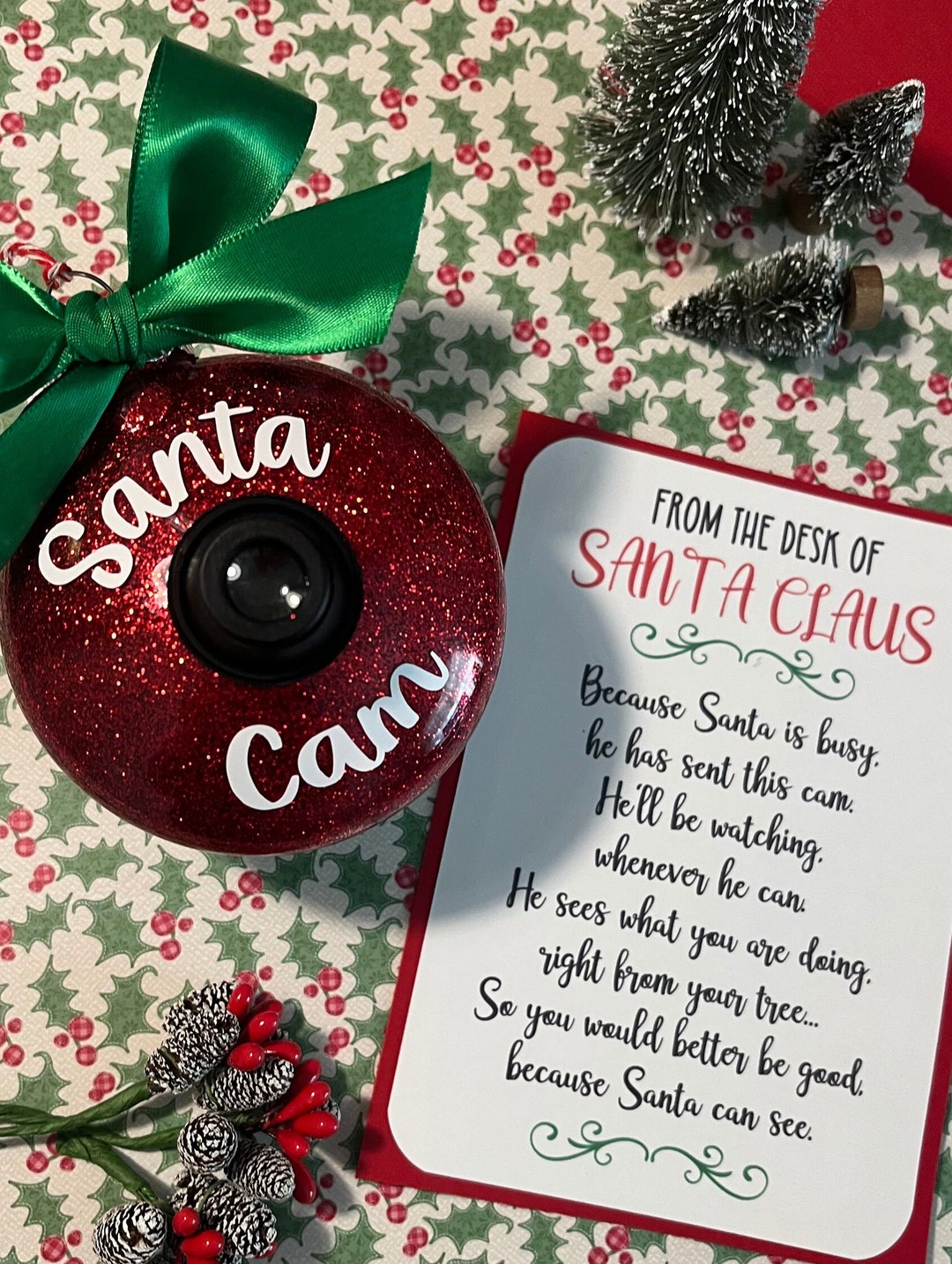 Personalized Santa Cam Christmas Ornament With Letter: Glitter Inside ...