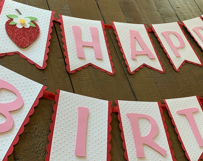 Strawberry Birthday Banner First Birthday Banner Strawberry | Etsy