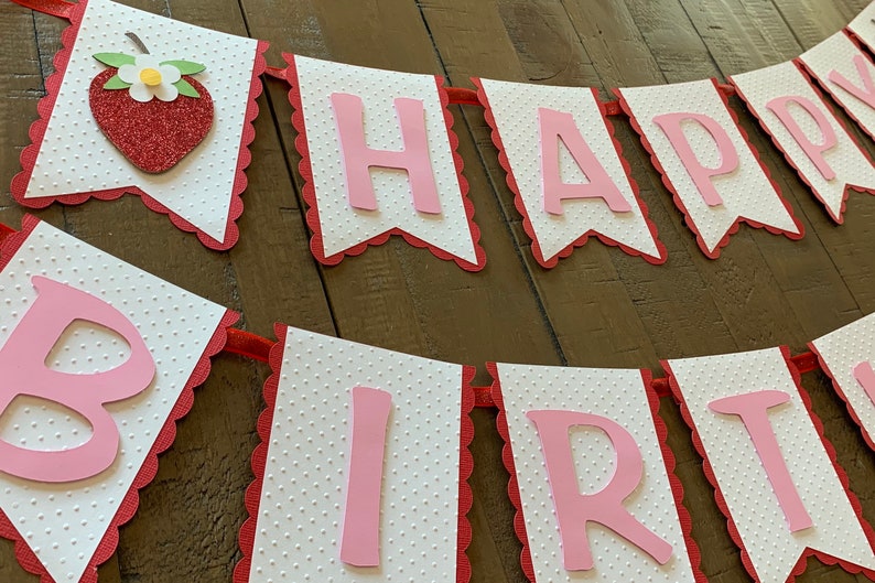 Strawberry Birthday Banner First Birthday Banner Strawberry - Etsy