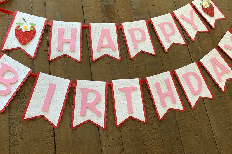 Strawberry Birthday Banner First Birthday Banner Strawberry - Etsy